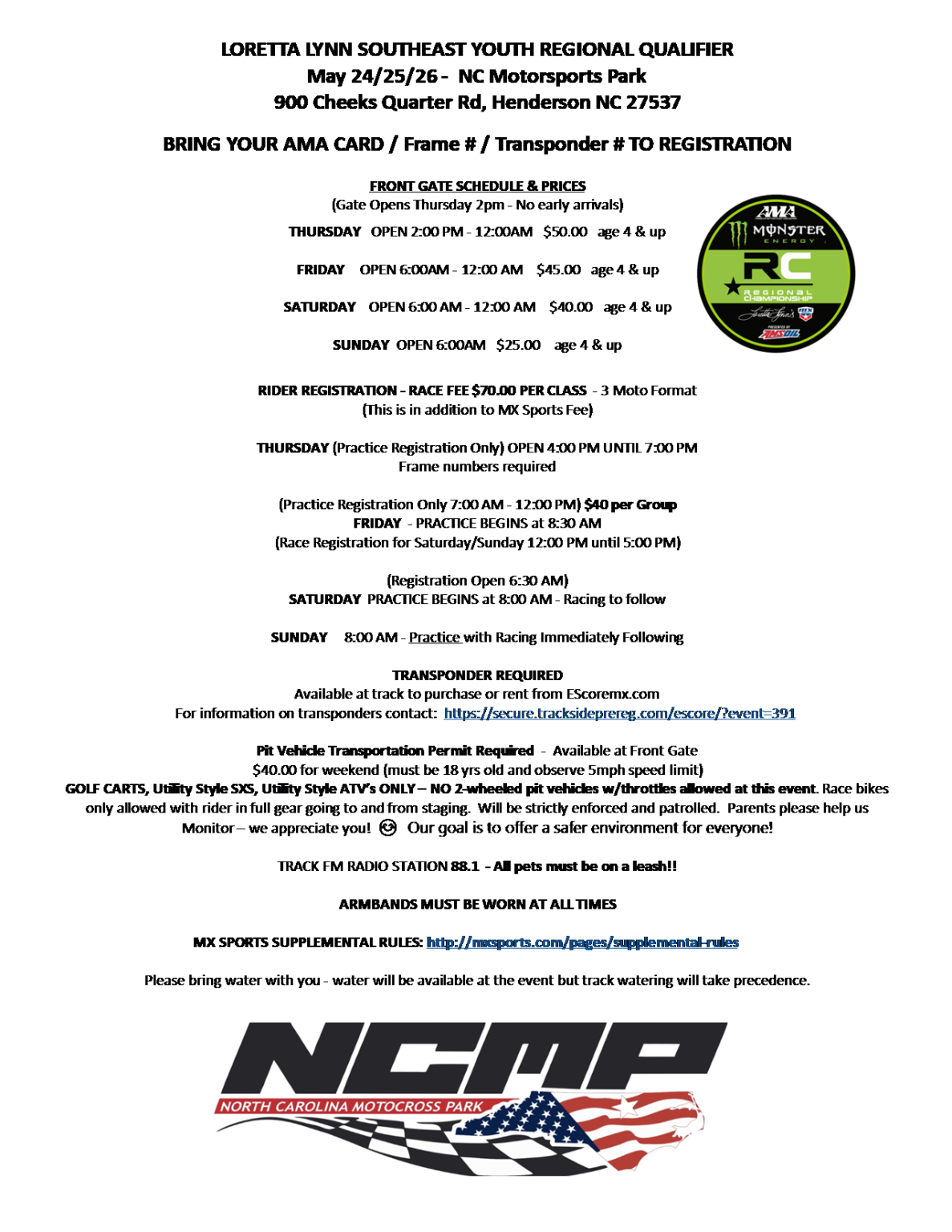 North Carolina Motorsports Park – Dirt Bike MX & Trail Riding – 900 ...